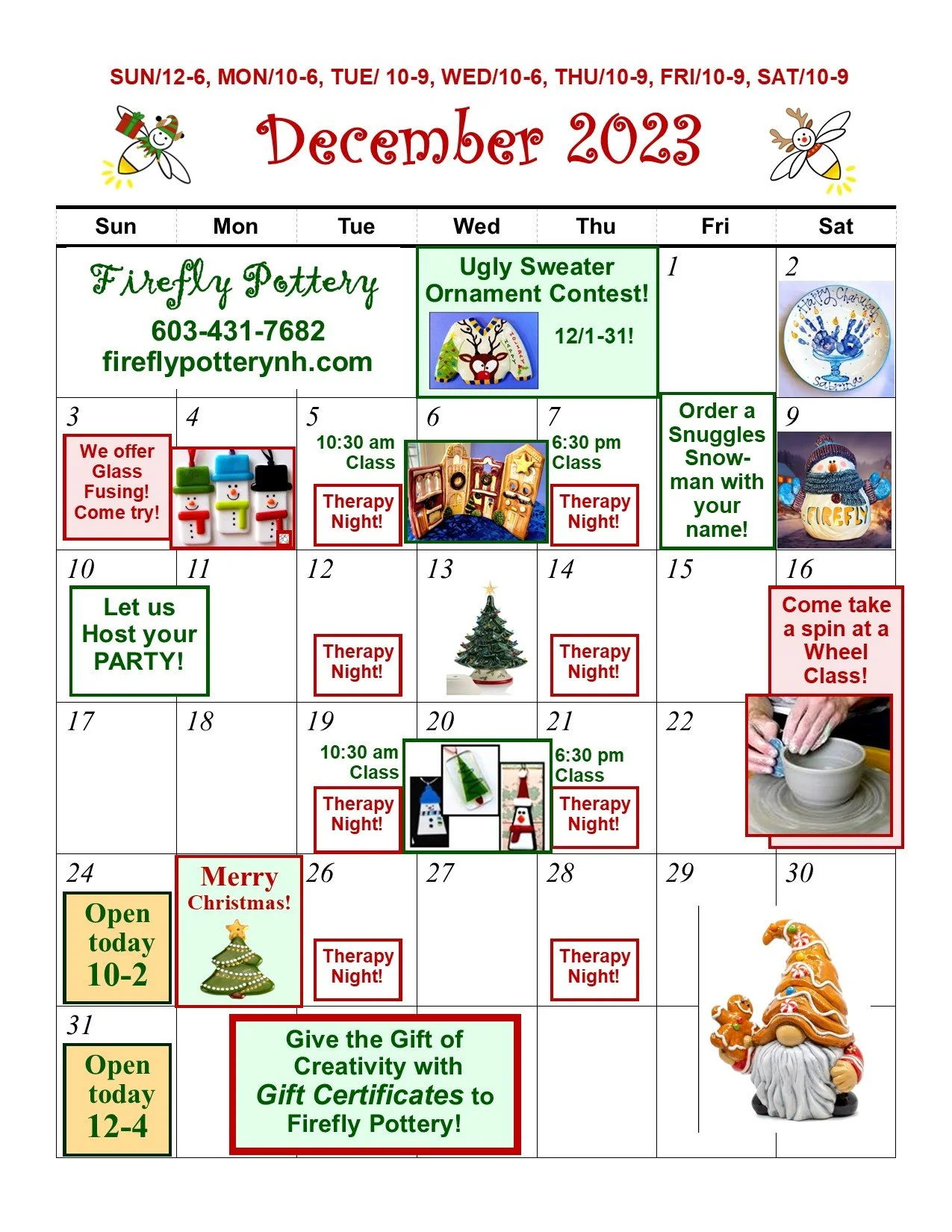 Calendar — Firefly Pottery