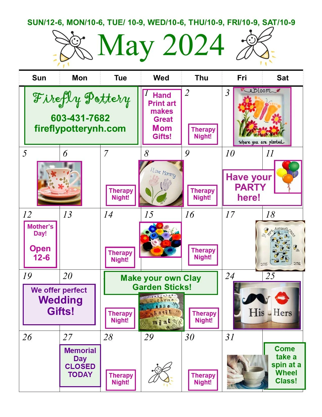 Calendar — Firefly Pottery