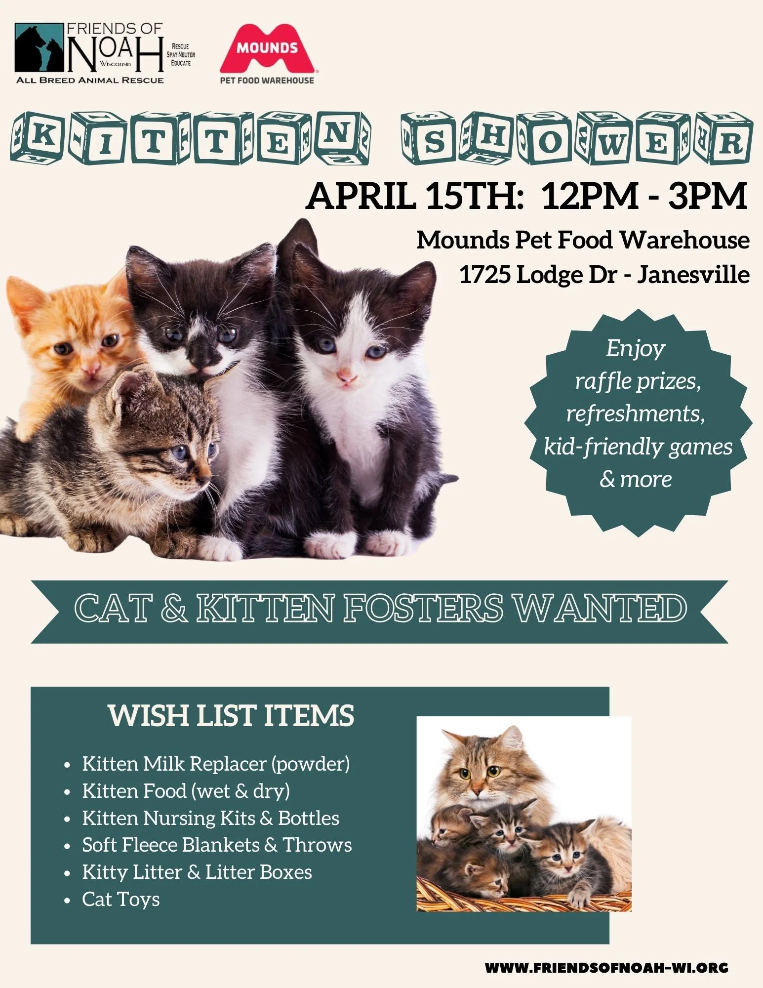 4/15, Kitten Shower — Friends of Noah