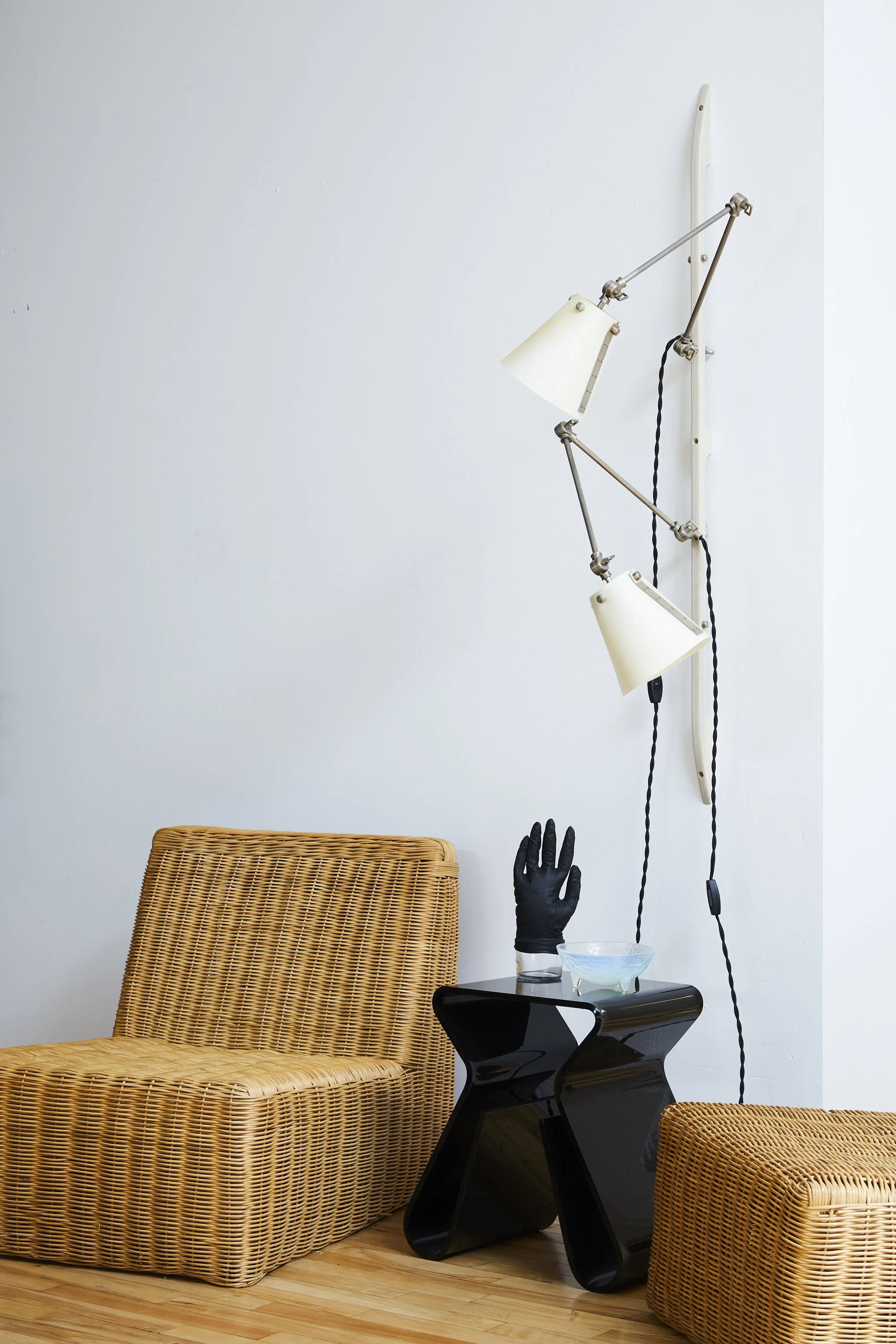 Materia Forchette Lighting | Double Sconce | Porcelain and Brass