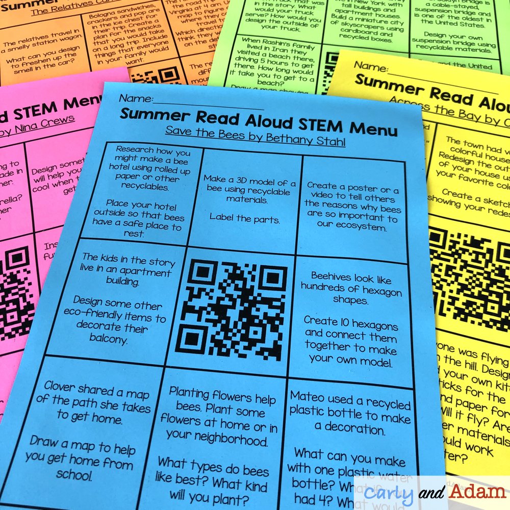 4 Ways to Use Read Aloud STEM Menus — Carly and Adam