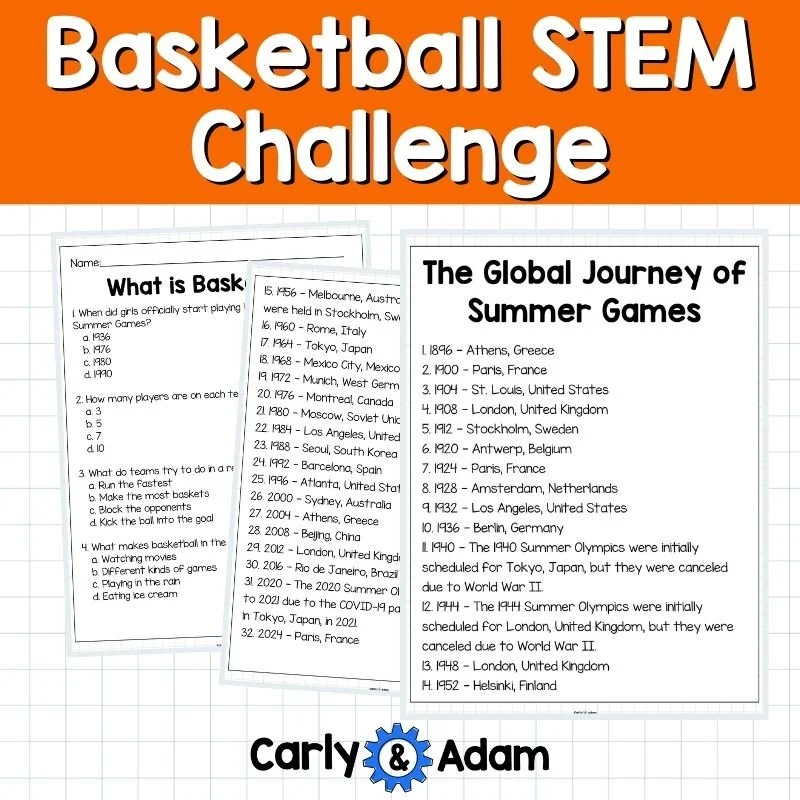 March Madness Basketball Hoop and Ball Game STEM Challenge for Kids ...