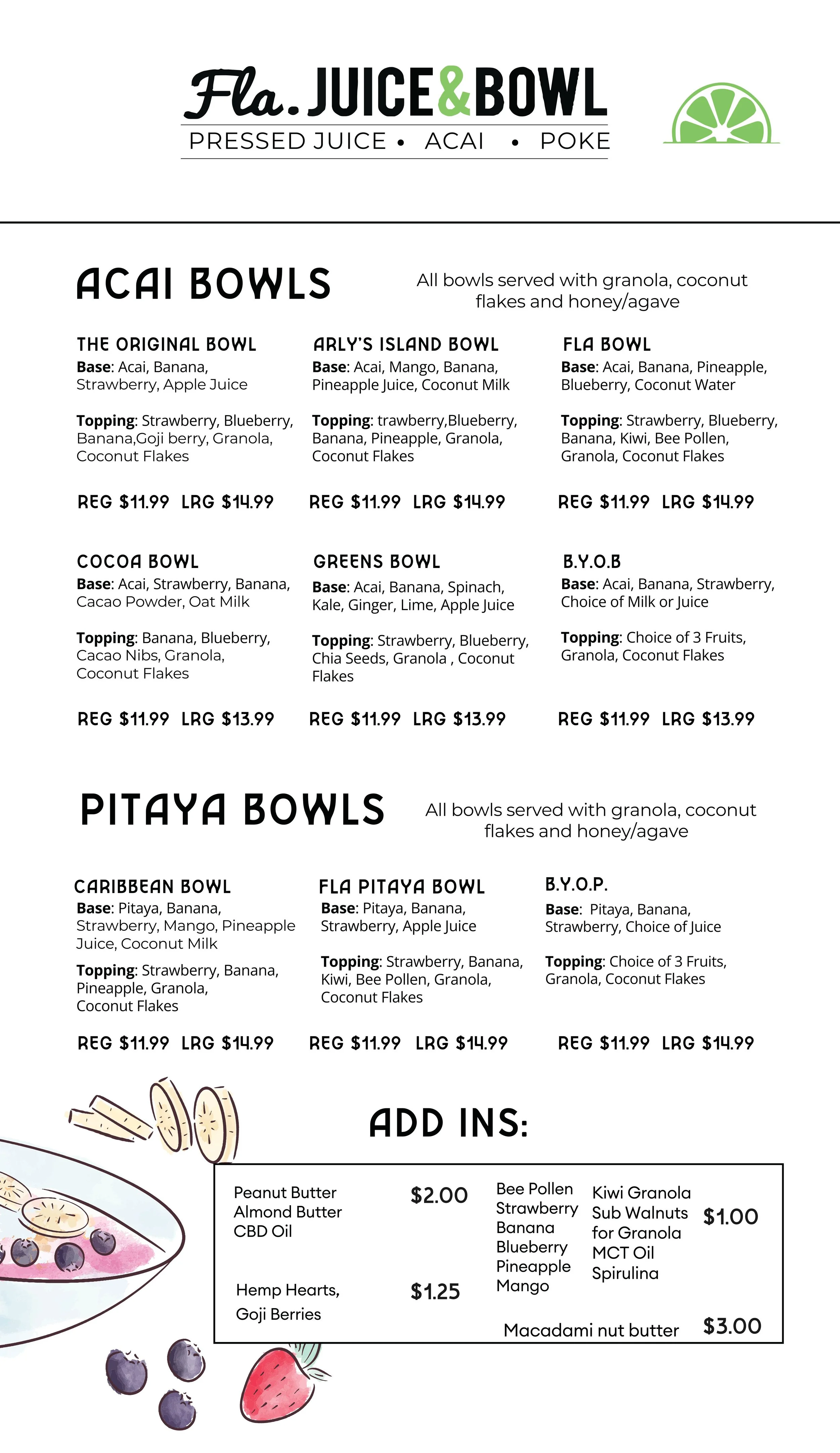 Menu — Fla Juice & Bowl