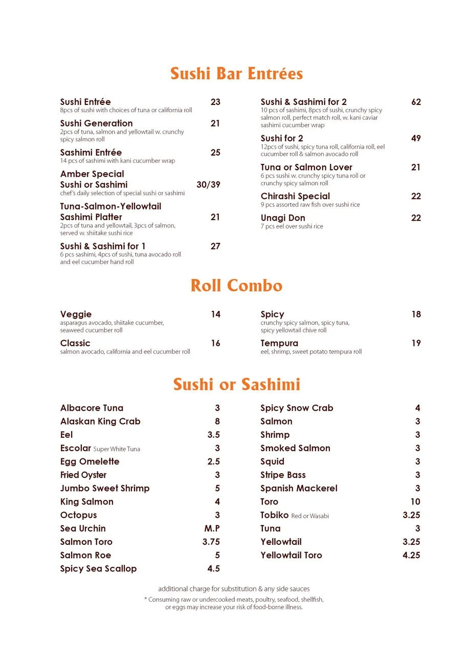 Menu — Amber West Village