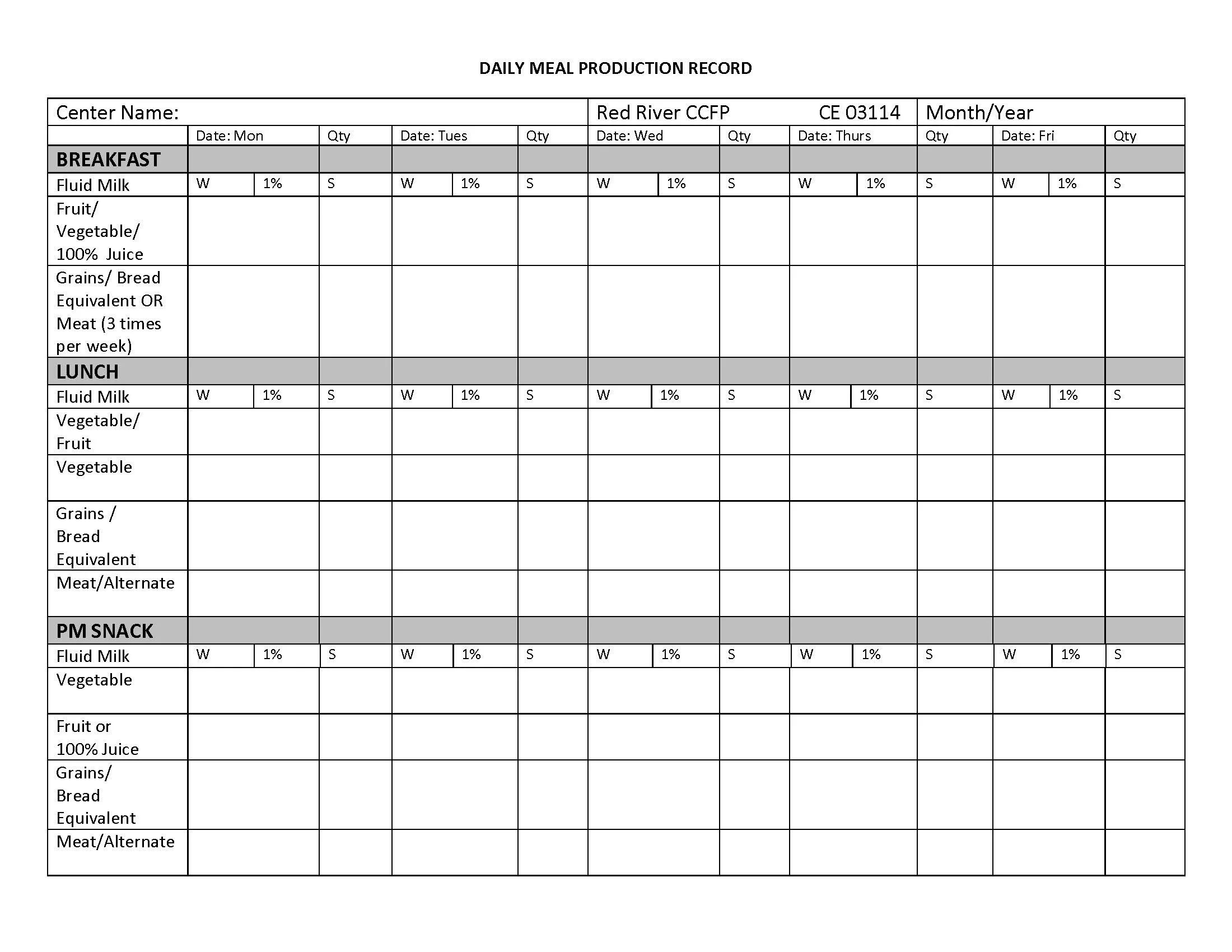 Nutrition — Red River Child Care Food Program