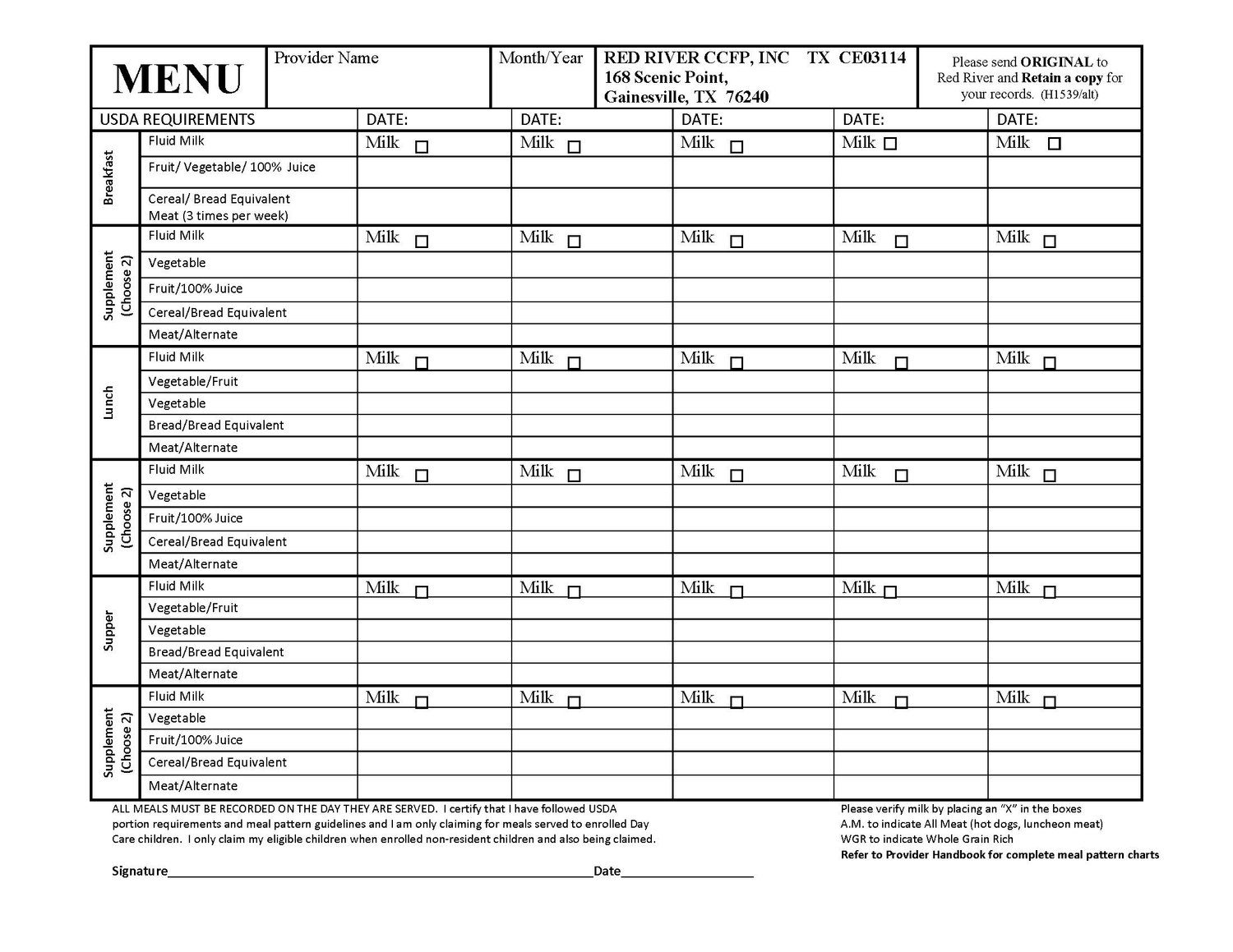 Nutrition — Red River Child Care Food Program