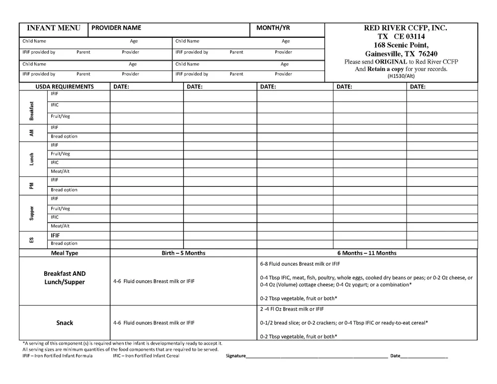 Nutrition — Red River Child Care Food Program