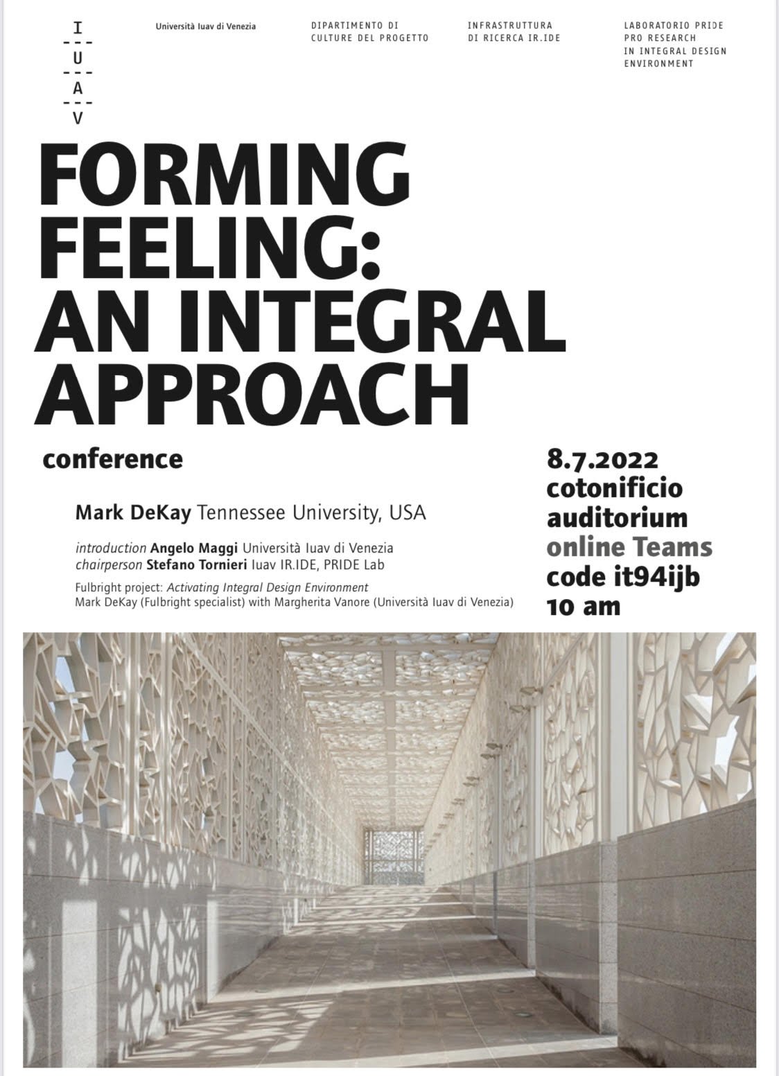 Lecture + Conference: Forming Feeling: an integral approach ...