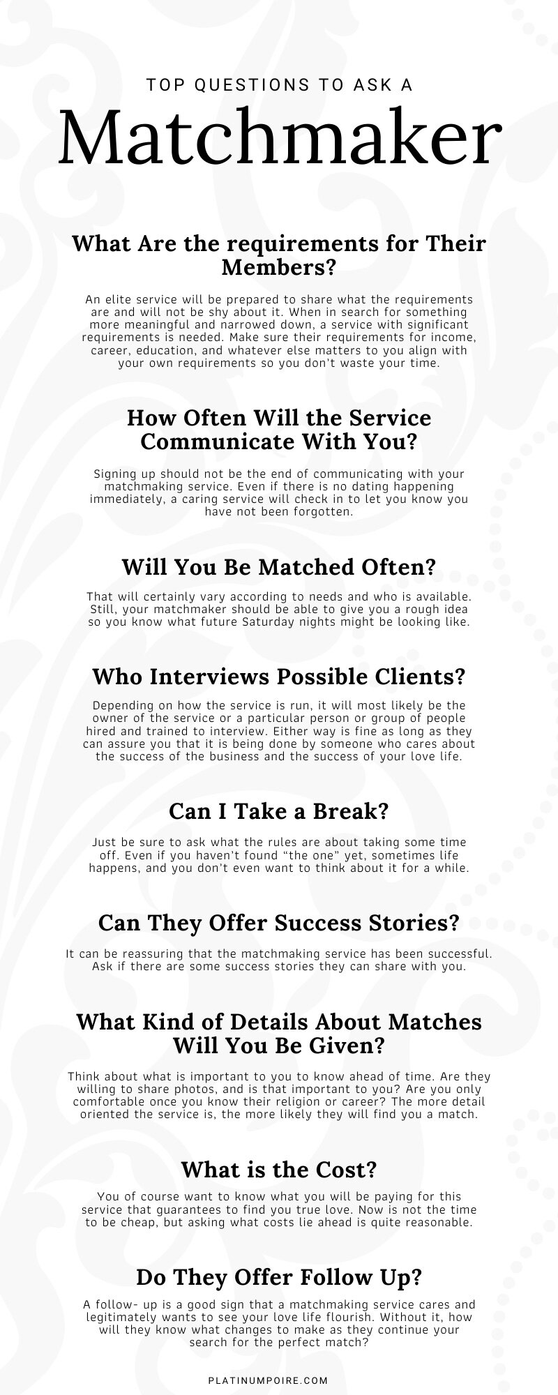Top Questions To Ask A Matchmaker Platinum Poire top-questions-to-ask-a-matchmaker-platinum-poire