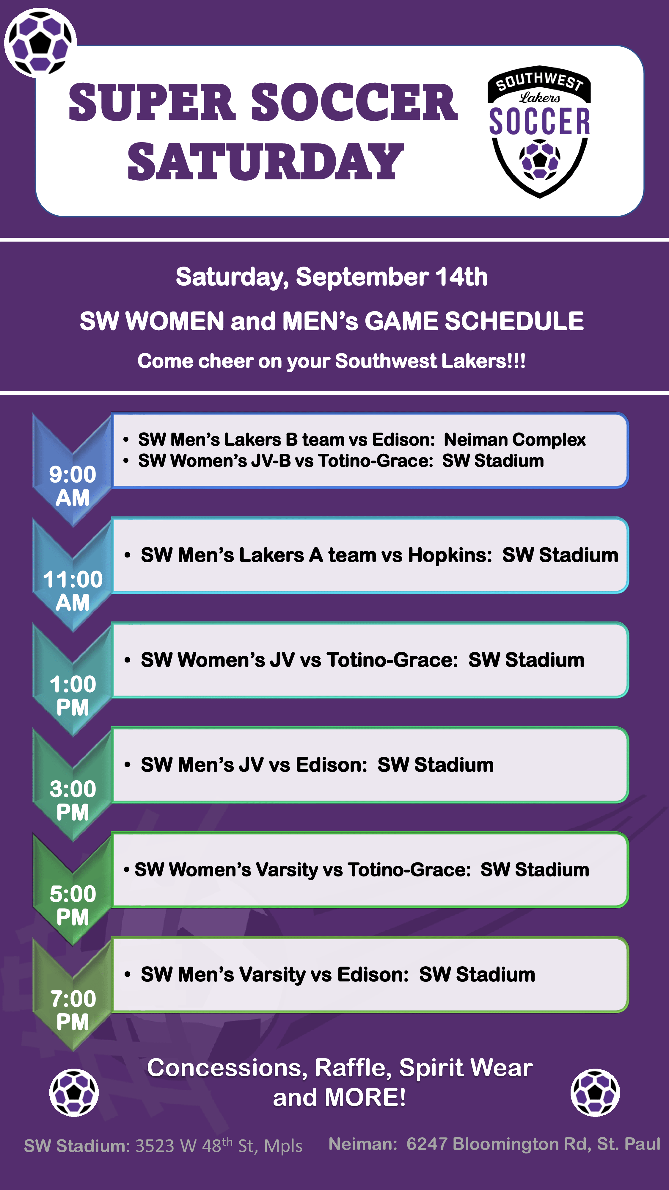 Super Soccer Saturday - Game Schedule — Lakers Soccer