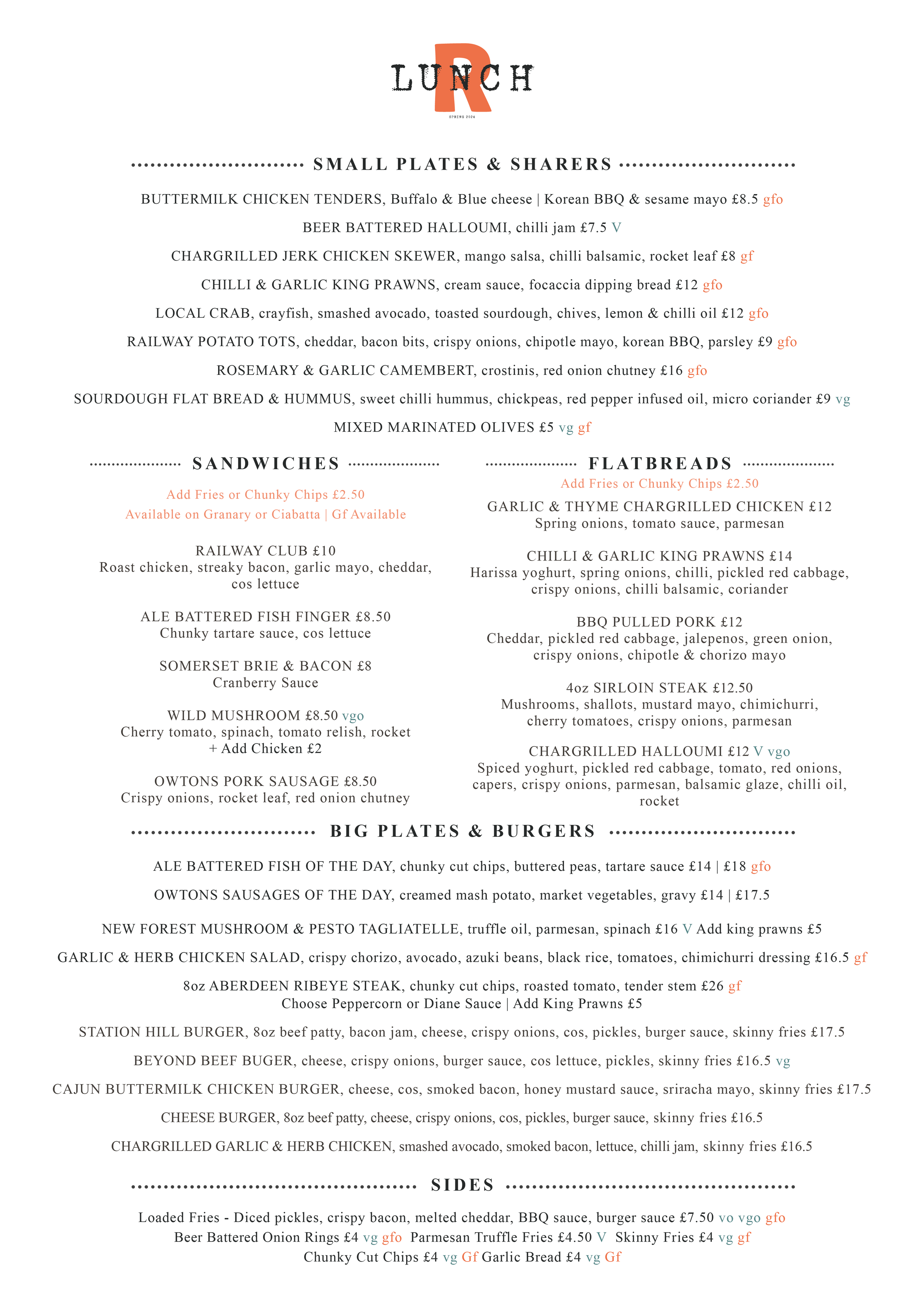 Our Menu — The Railway Inn Botley - Pub & Restaurant - Southampton