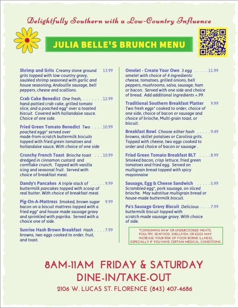 Julia Belle's Breakfast & Brunch Menu — Julia Belle's