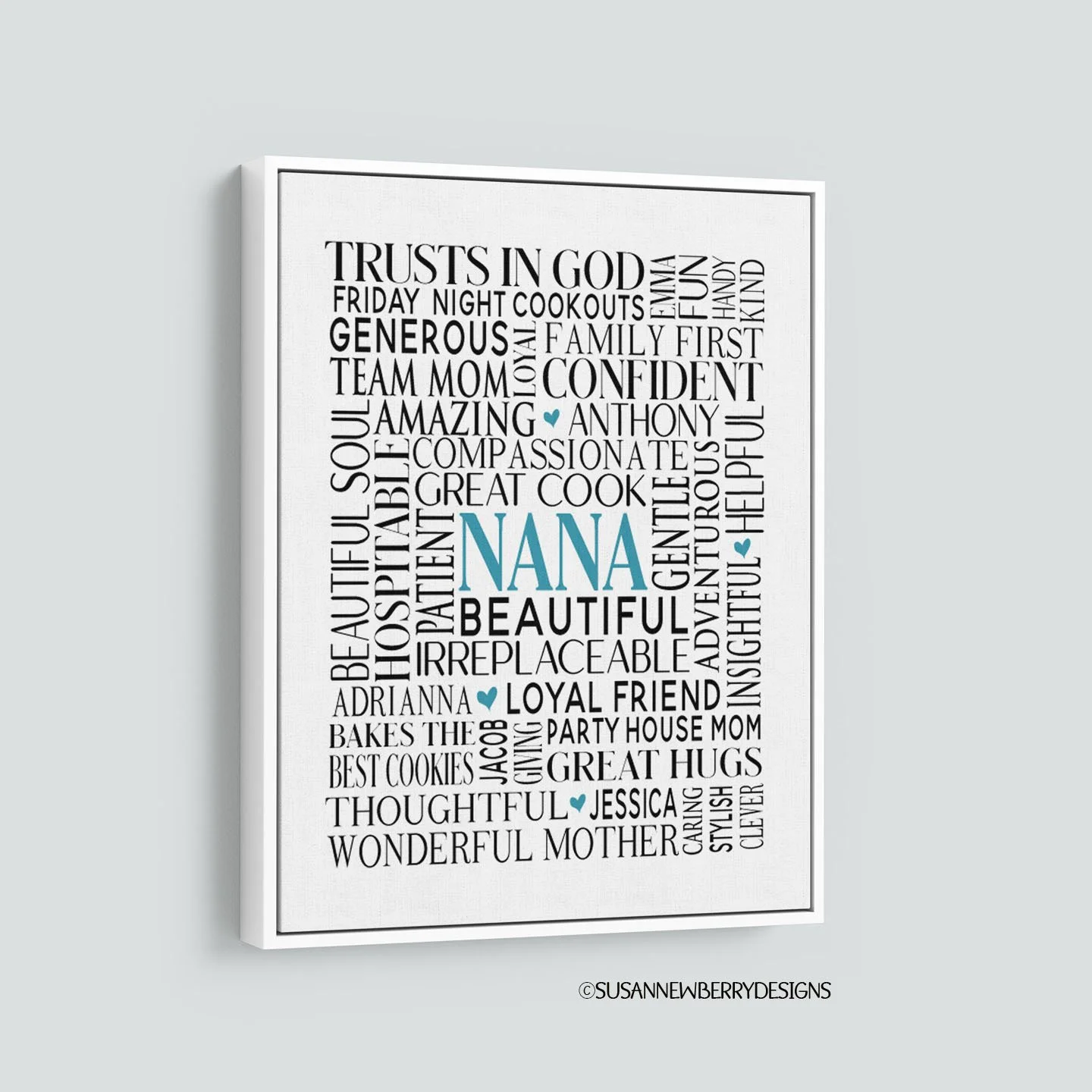 Fun Square Shape Word Cloud Wall Art for Teens — Susan Newberry Designs ...