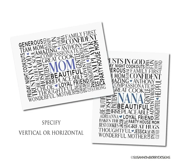 Fun Square Shape Word Cloud Wall Art for Teens — Susan Newberry Designs ...