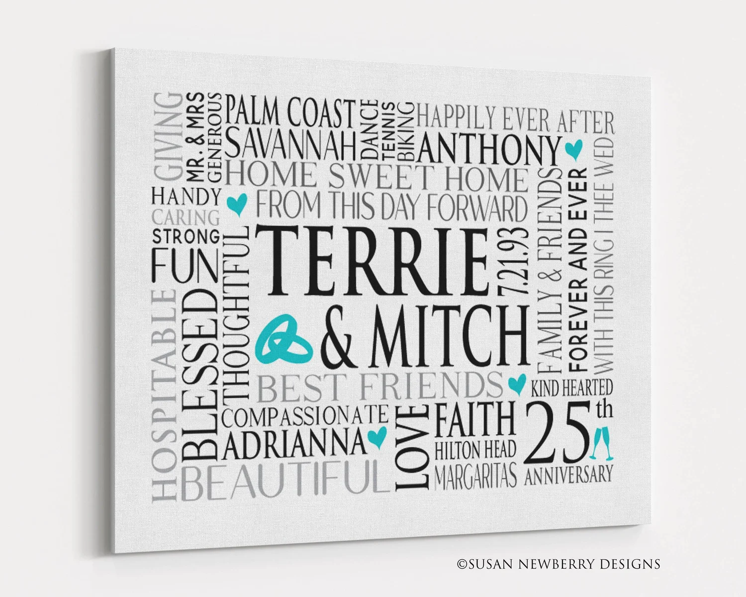Word Cloud Wall Art for Special Anniversaries — Susan Newberry Designs ...
