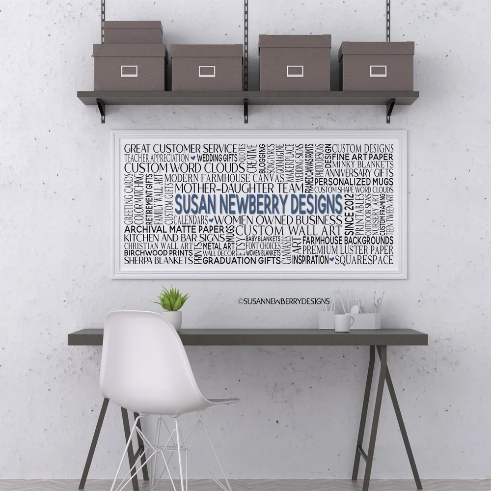 Fun Square Shape Word Cloud Wall Art for Teens — Susan Newberry Designs ...