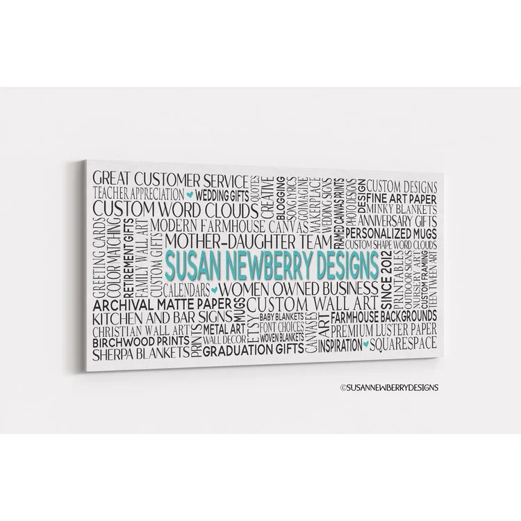 Fun Square Shape Word Cloud Wall Art for Teens — Susan Newberry Designs ...