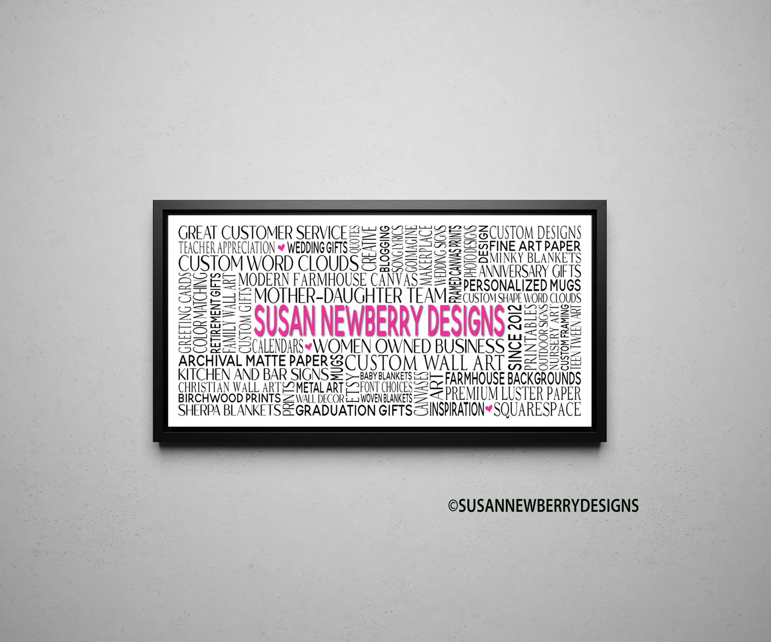 Fun Square Shape Word Cloud Wall Art for Teens — Susan Newberry Designs ...