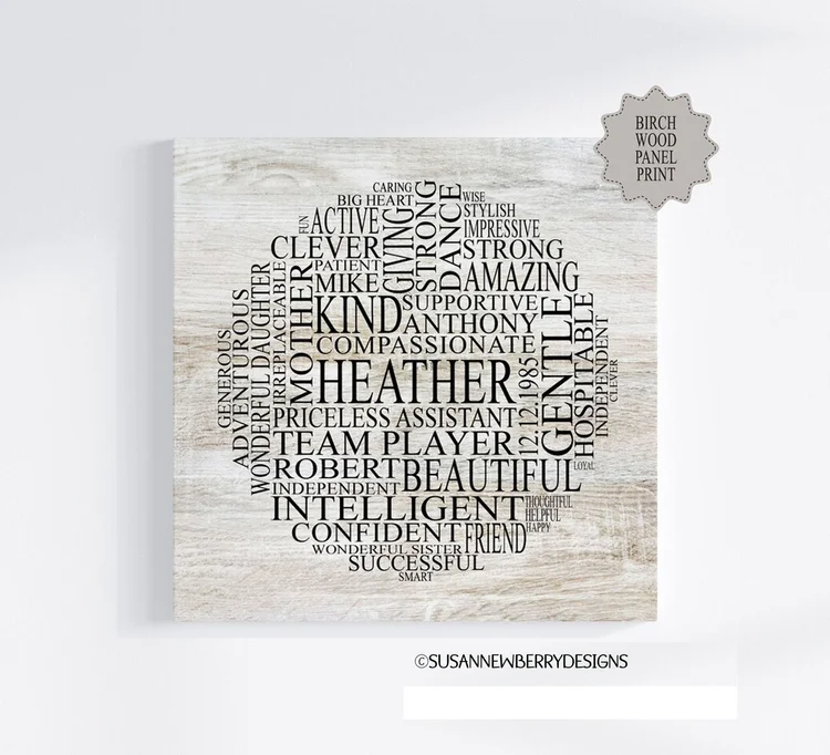 Custom Birchwood Word Cloud — Susan Newberry Designs | Custom wall art ...