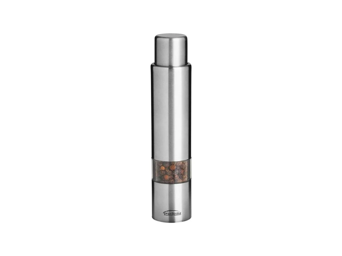 Trudeau Stainless Steel One-Hand Thumb Pepper Mill — The Kitchen by Vangura