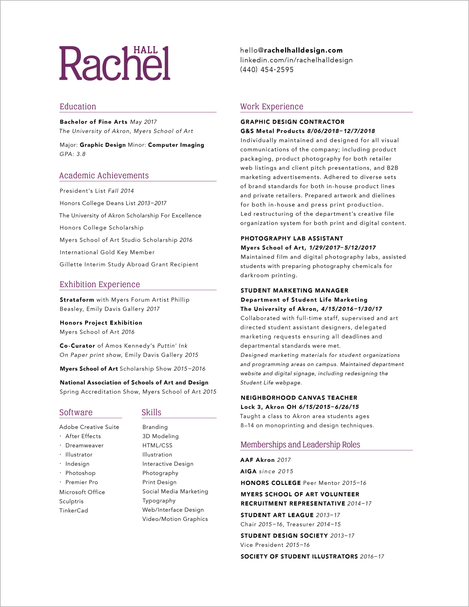 Rachel Hall Resume — Rachel Hall Design
