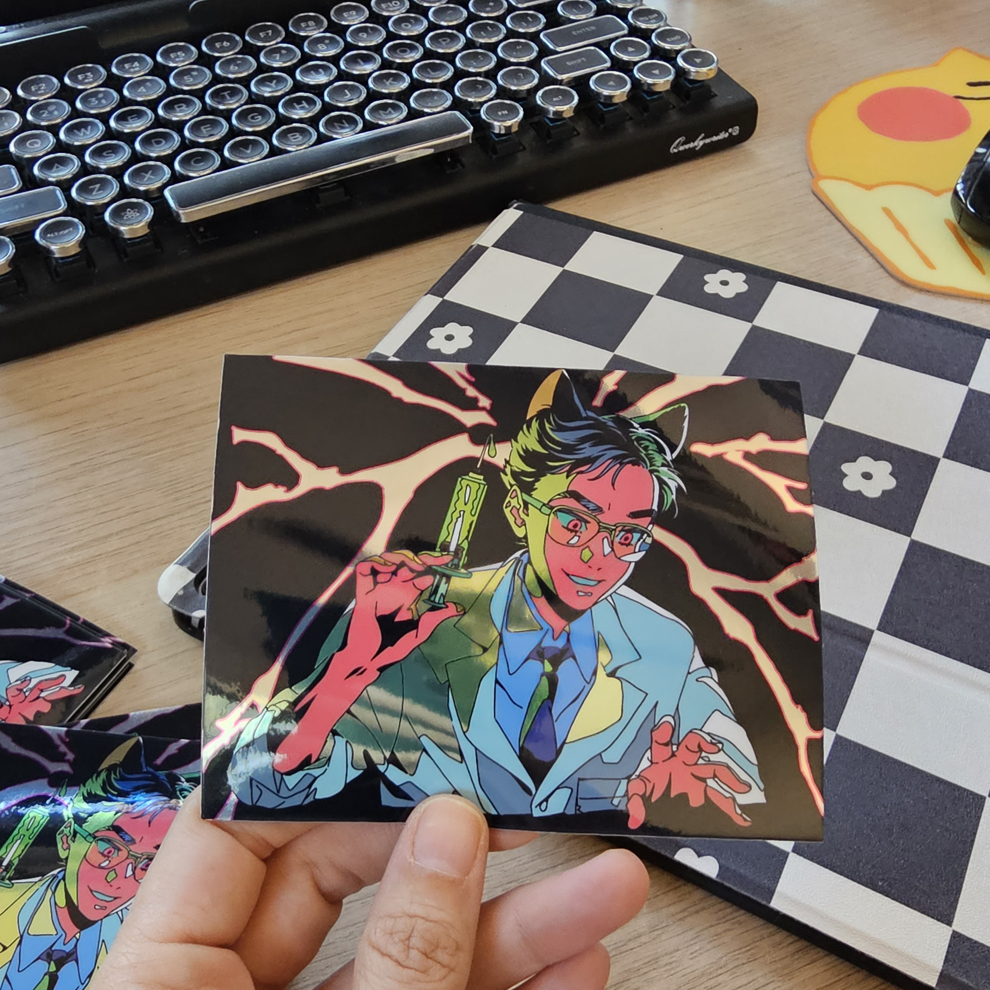 Re-Animator Catboy Herbert West Fan Merch Mirror Sticker — PEPPERONCCINI