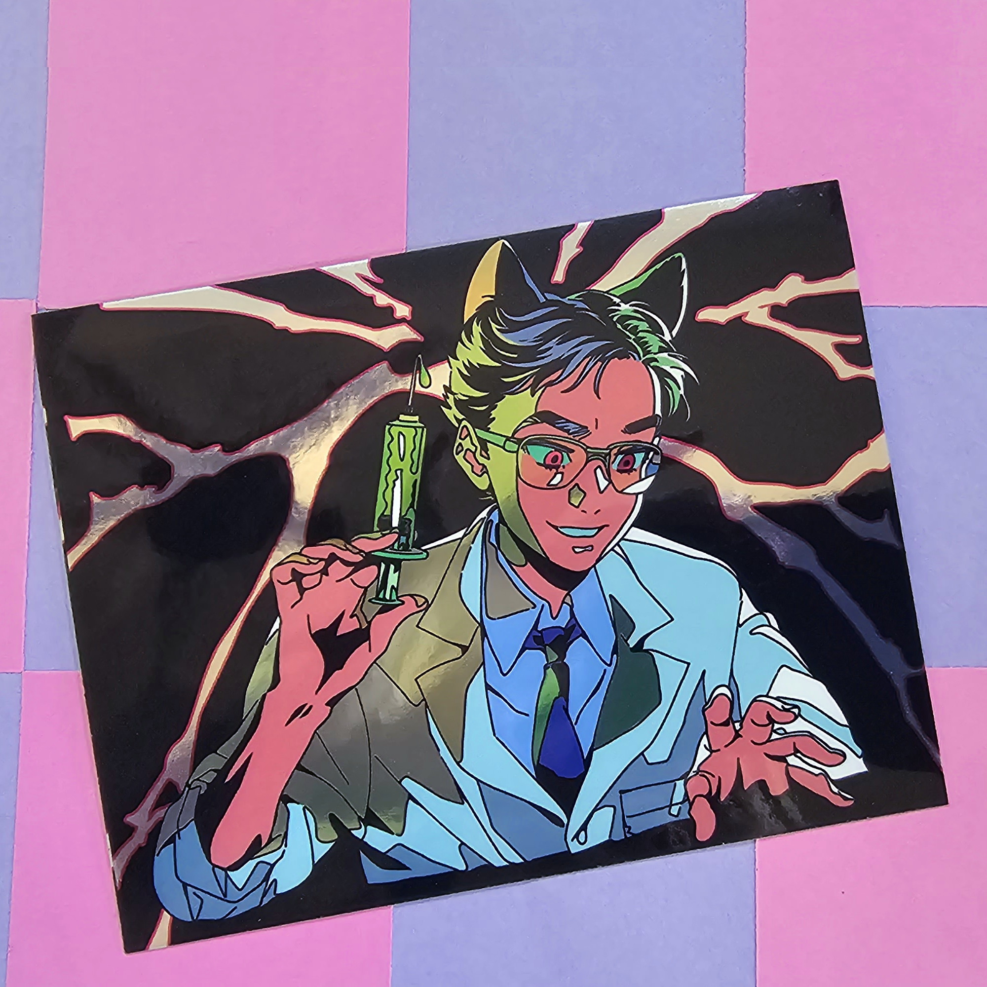 Re-Animator Catboy Herbert West Fan Merch Mirror Sticker — PEPPERONCCINI