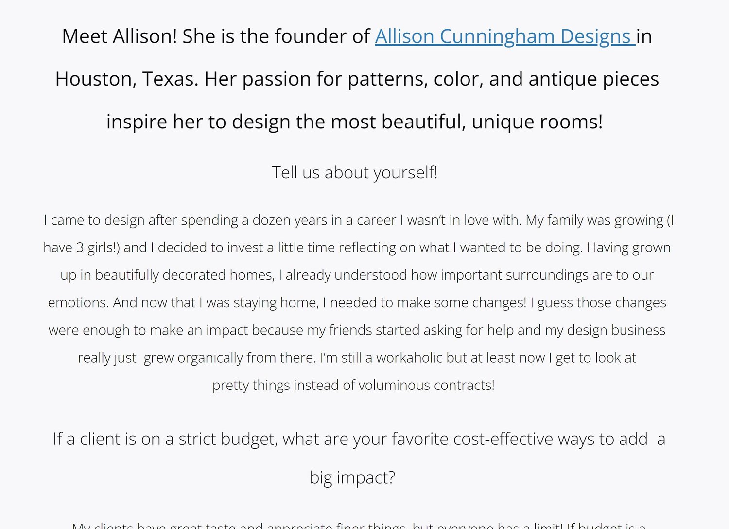 Press — Allison Cunningham Designs