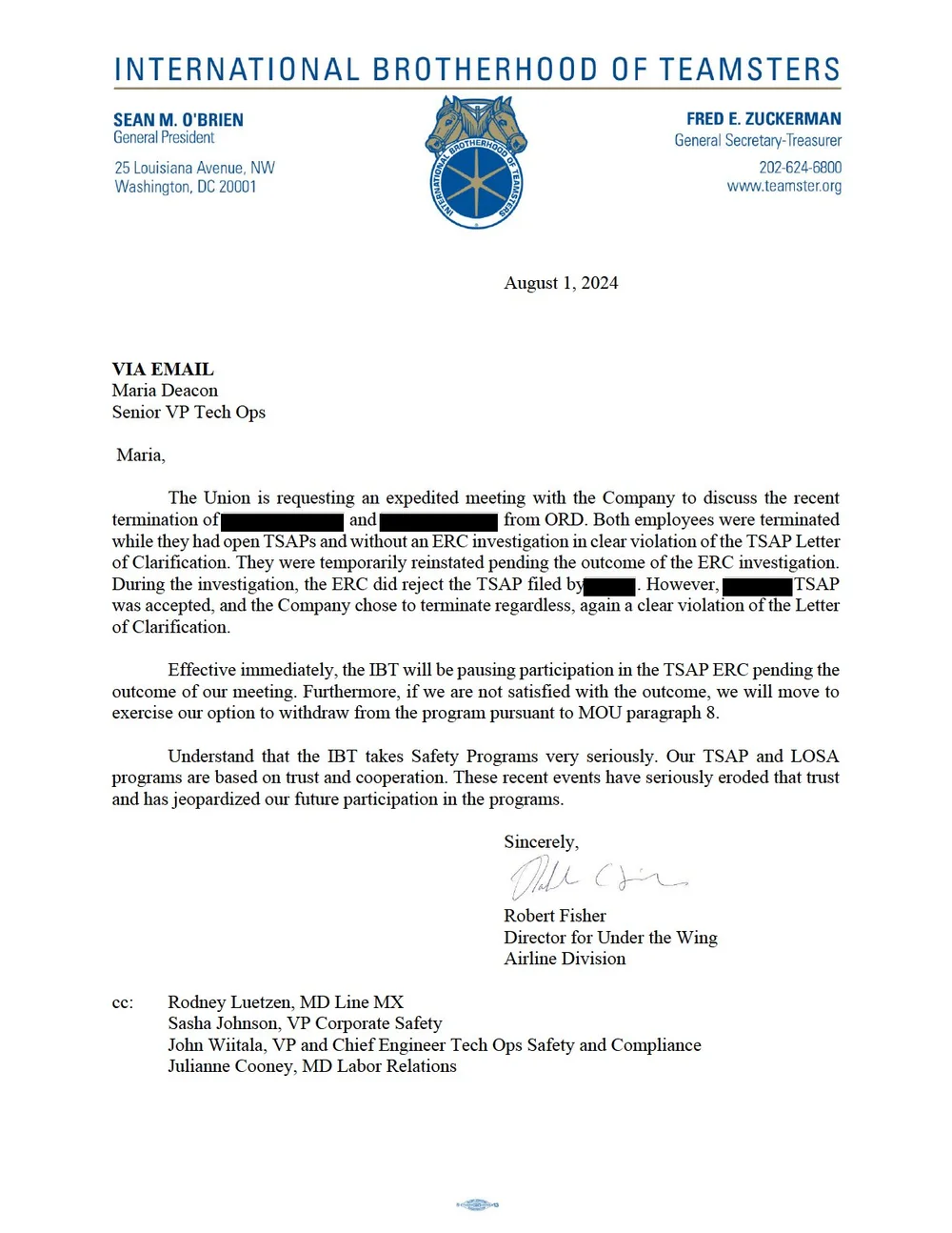 TSAP Program Suspended -- Additional Information — TeamstersSFO.com