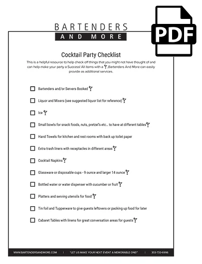 Party Checklists — Bartenders And More