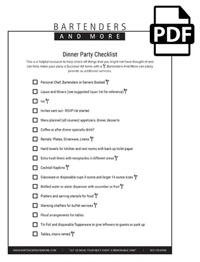 Party Checklists — Bartenders And More
