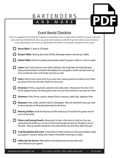 Party Checklists — Bartenders And More