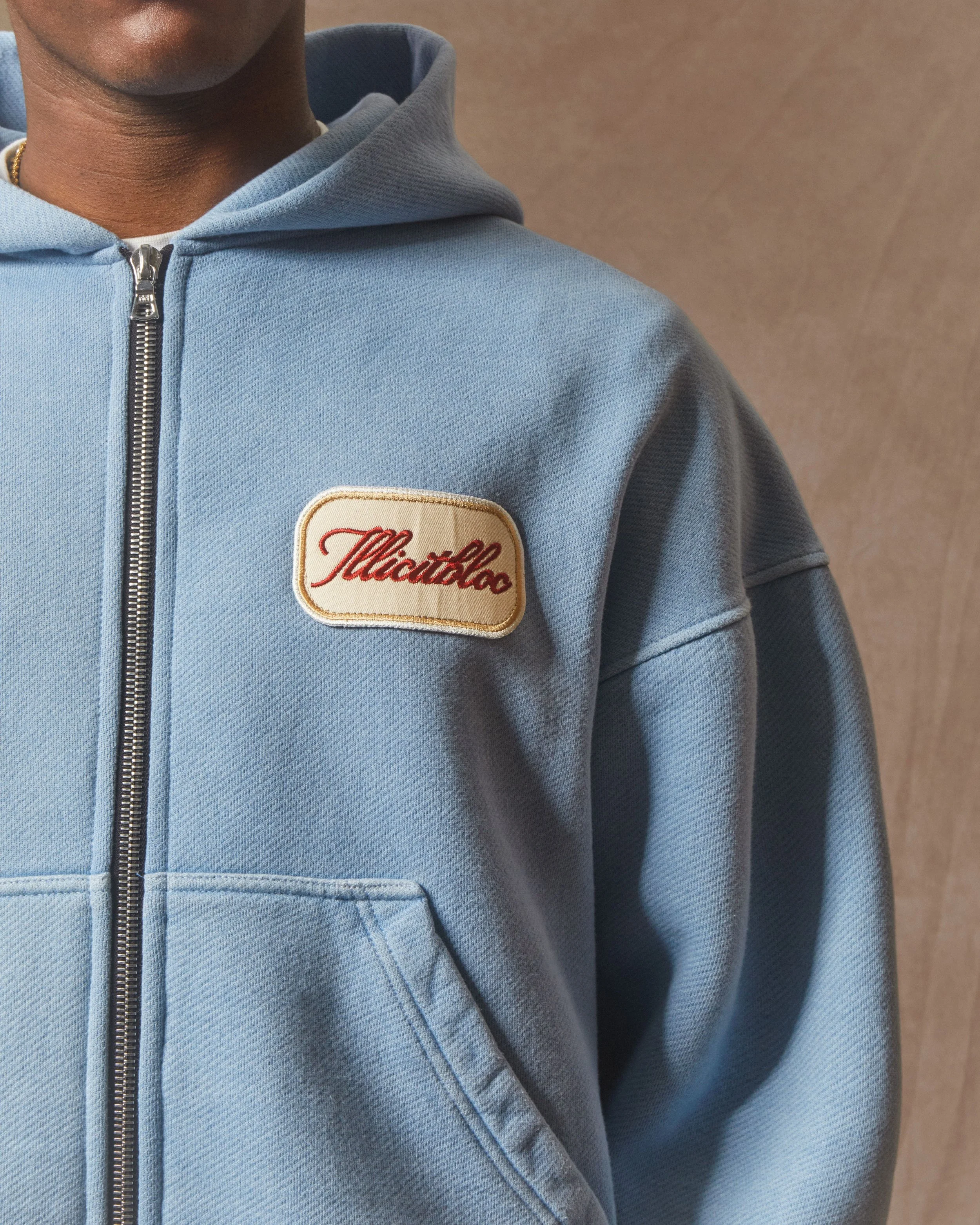 ILLICIT BLOC - Patchwork Zip Hoodie Washed Burgundy and Powder Blue ...