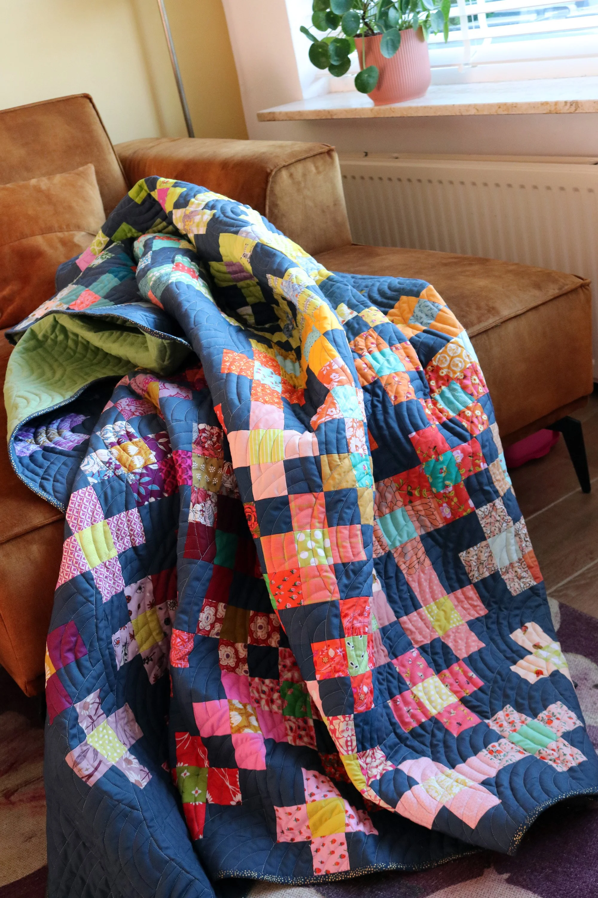 Rainbow Over Head quilt — Stitched in Color