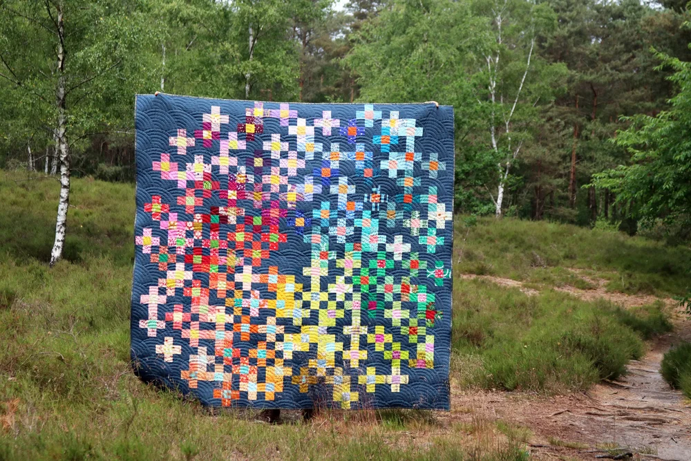 Rainbow Over Head quilt — Stitched in Color