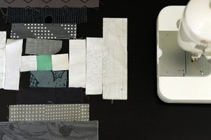 Courthouse Steps quilted potholders — Stitched in Color