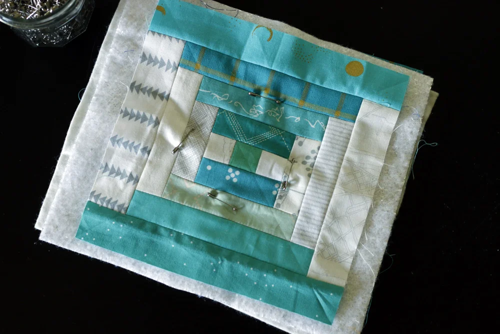 Courthouse Steps quilted potholders — Stitched in Color