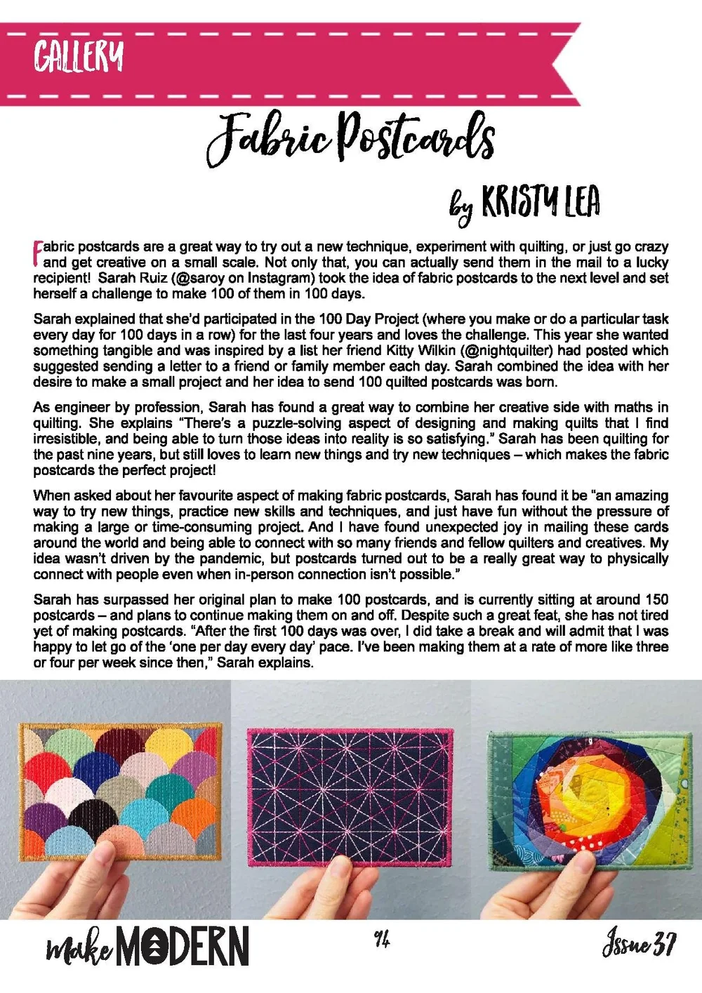 Make Modern - New Issue Day! — Stitched in Color