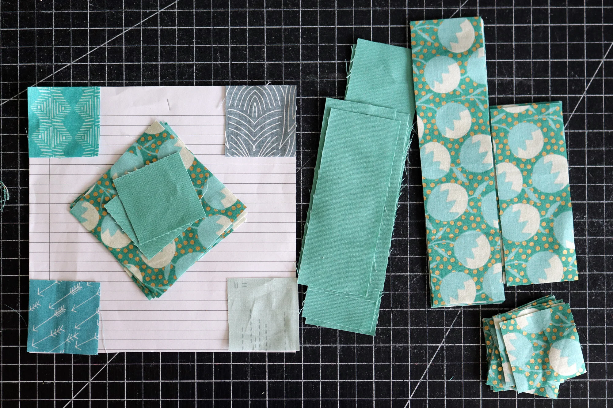 Ikat Quilt: First Blocks — Stitched in Color