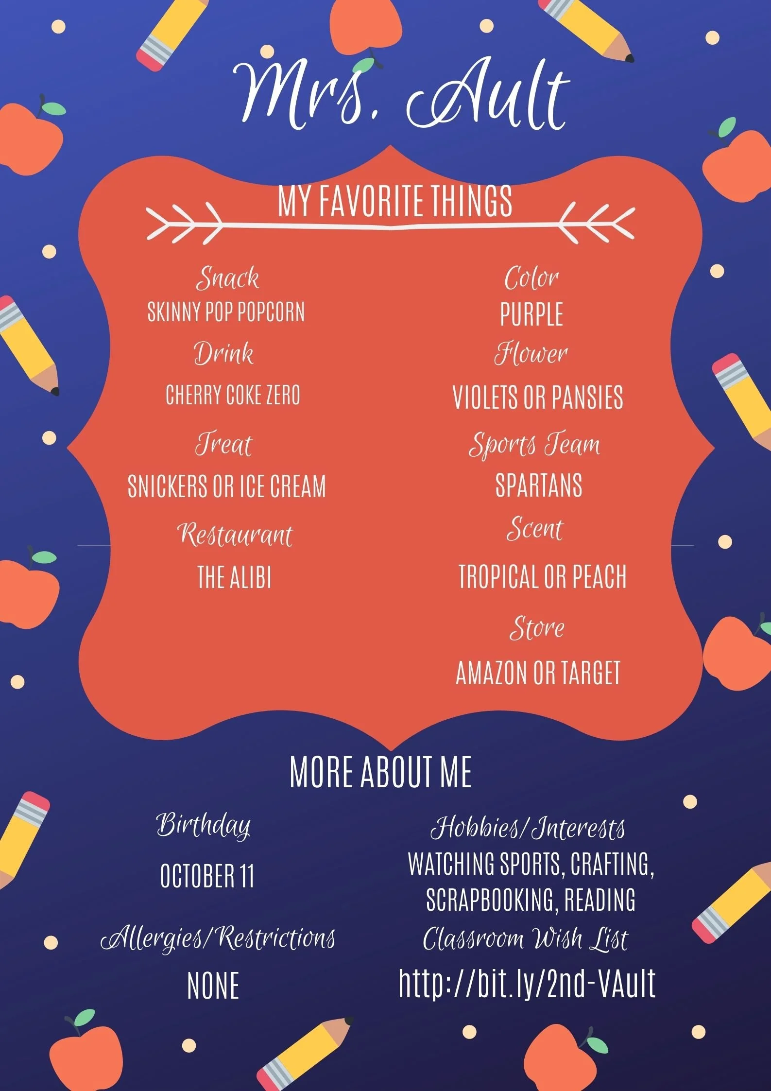 Teacher & Staff Favorite Things — Helen Keller Elementary PTA