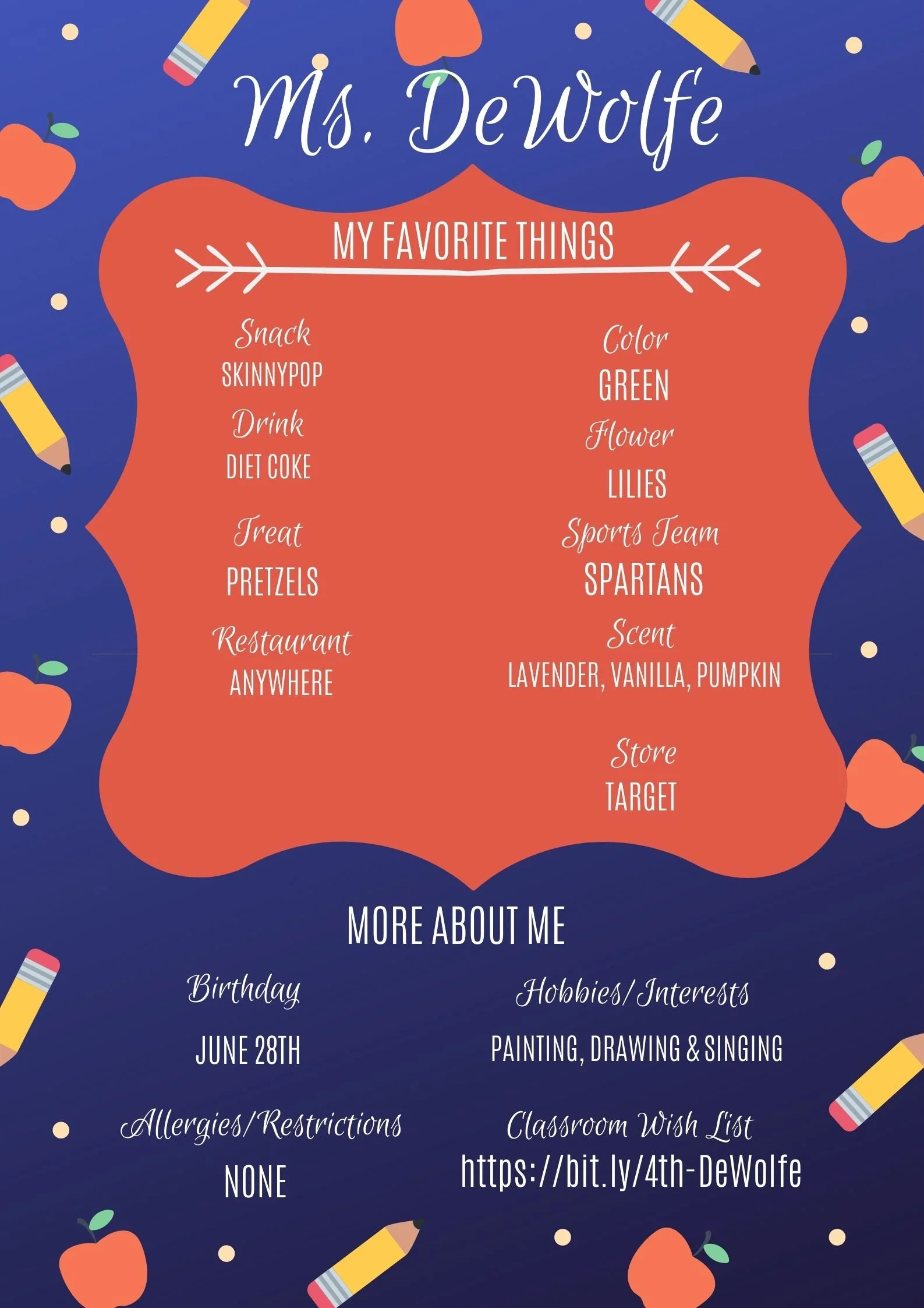 Teacher & Staff Favorite Things — Helen Keller Elementary PTA