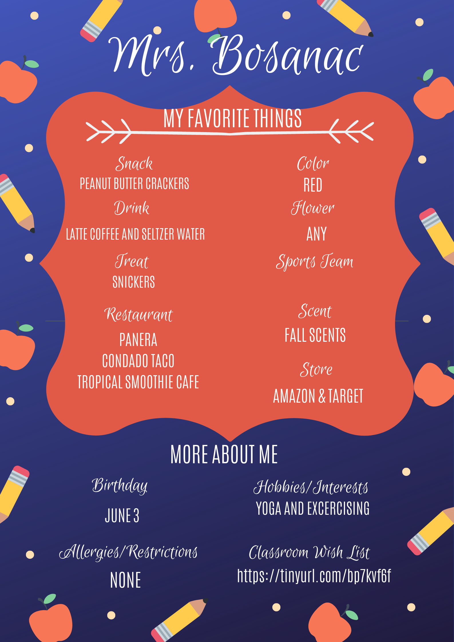 Teacher & Staff Favorite Things — Helen Keller Elementary PTA