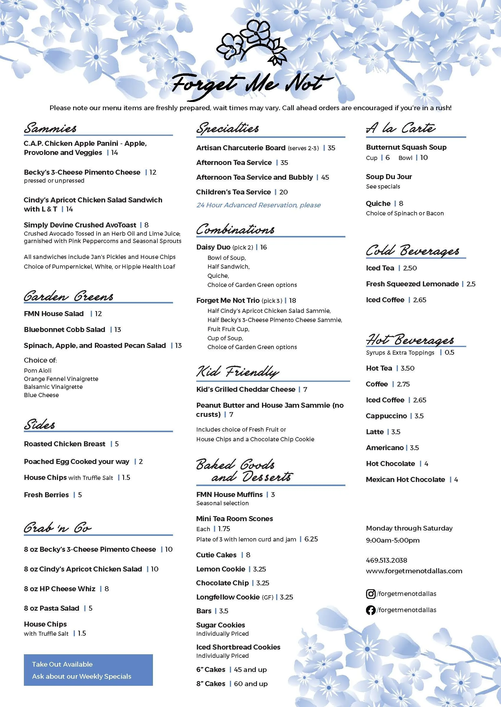 Menu — Forget Me Not