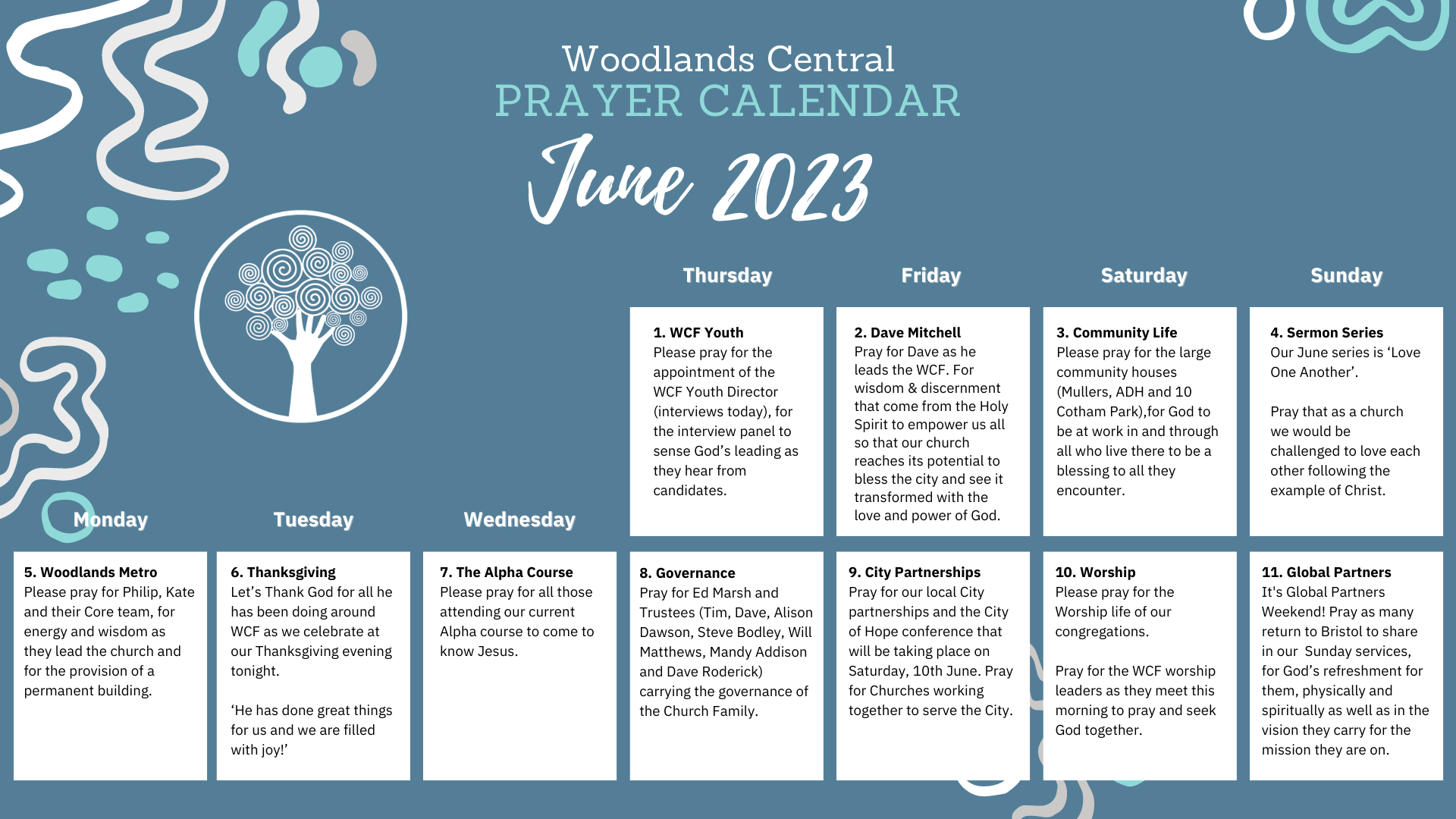 June Prayer Calendar — Woodlands Church