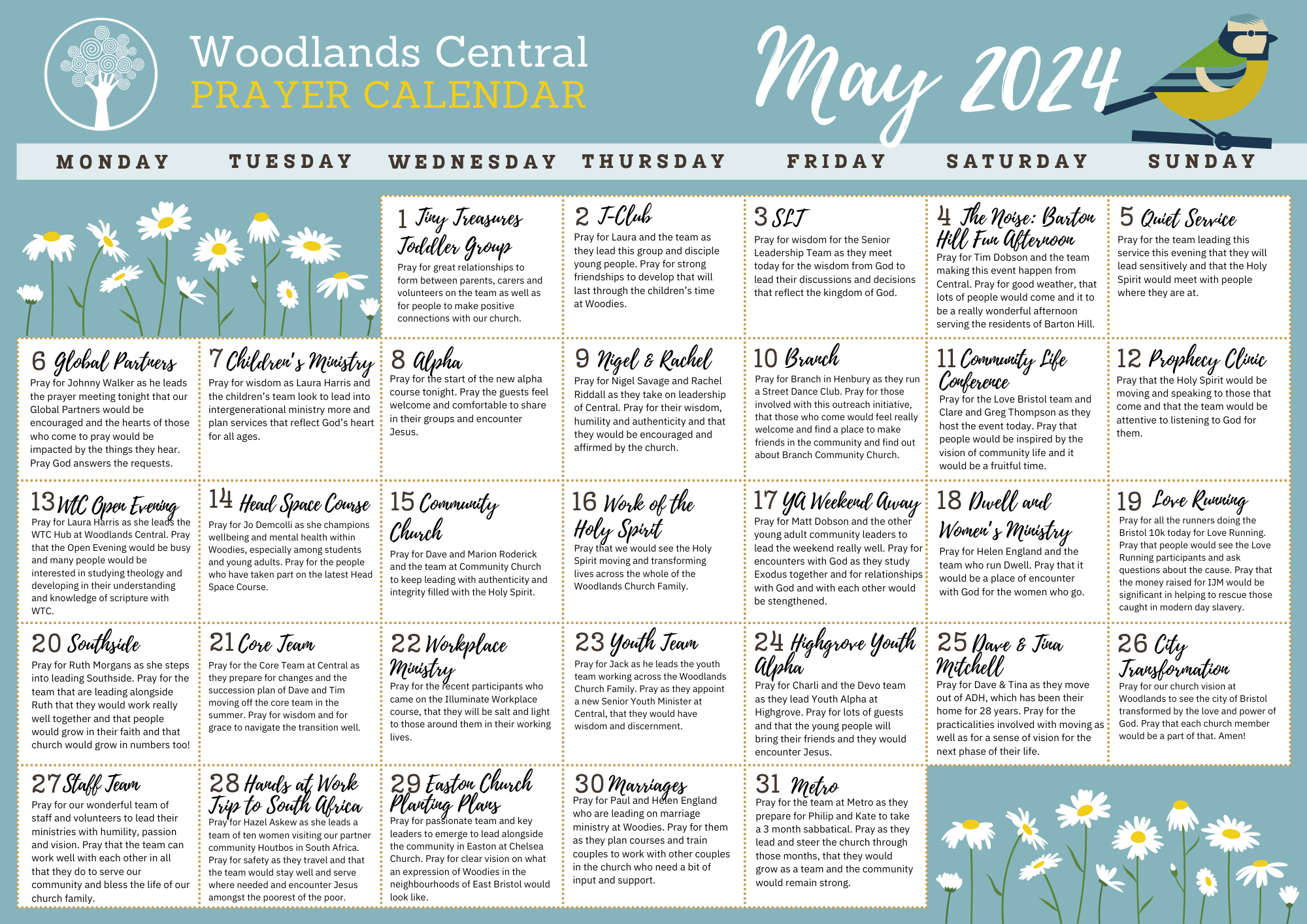 May Prayer Calendar — Woodlands Church