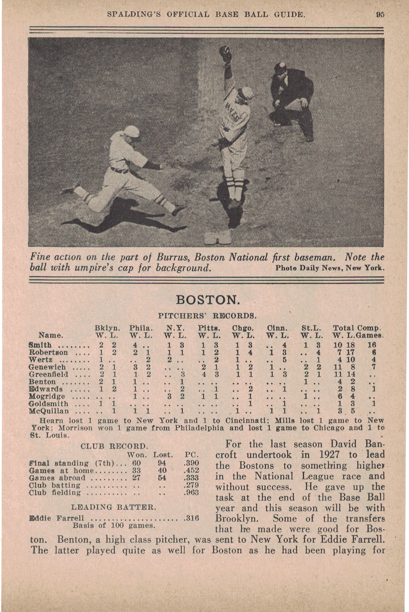 1928 Spalding's Official Base Ball Guide (Boston Braves) — Eddie "Doc ...