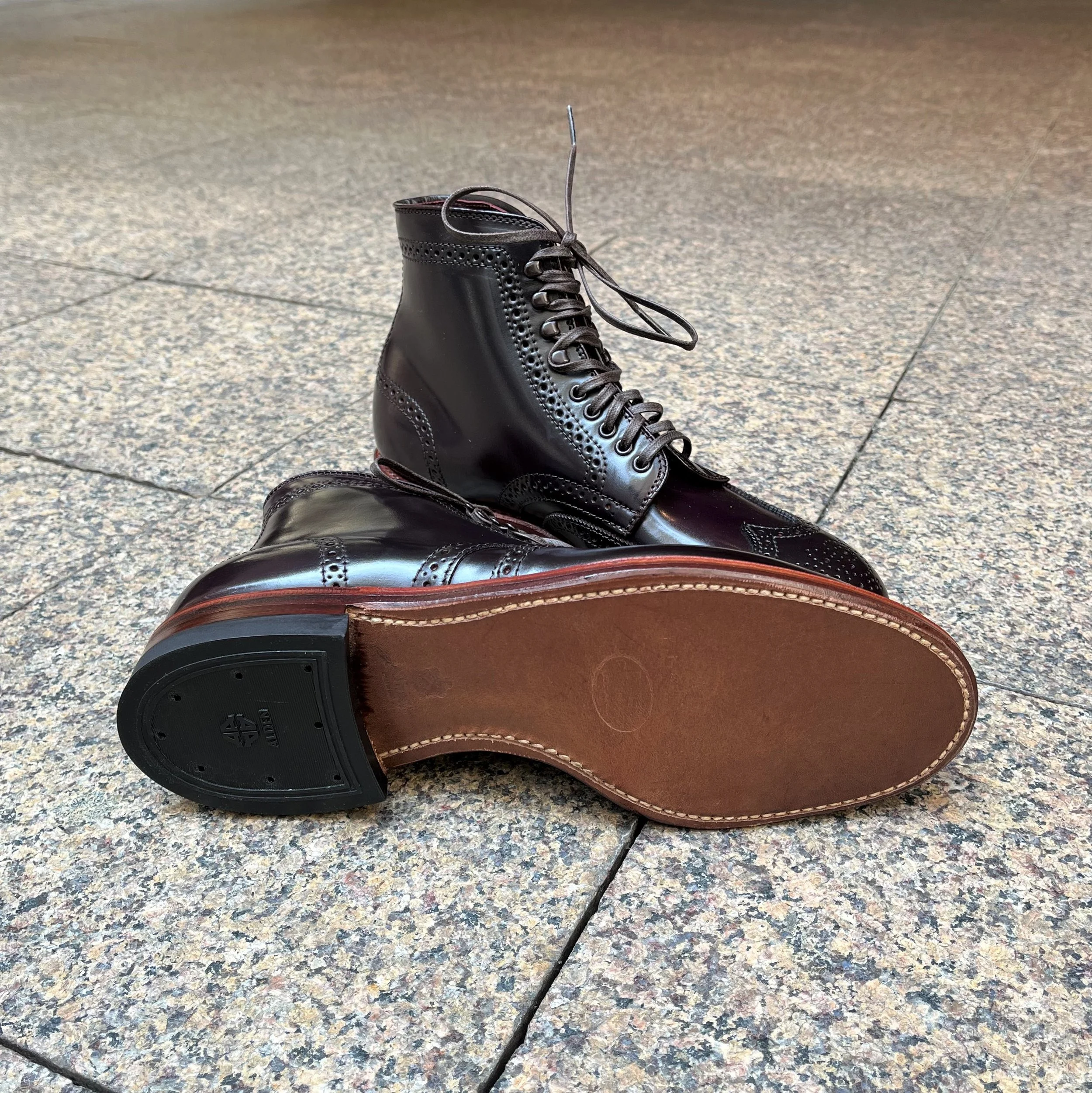 Color #8 Cordovan Shell Wing Tip Boot — mouldedshoe