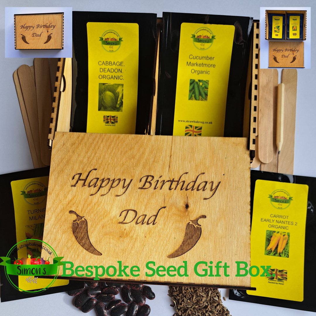 Personalised seed gift box with 10 packets of organic vegetable and ...