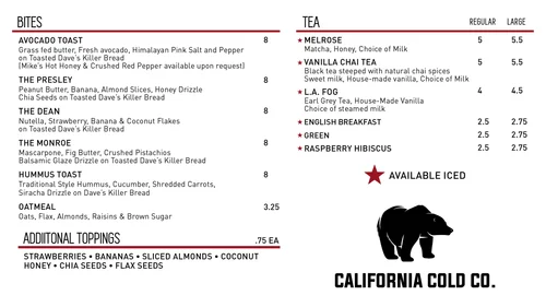 Menu — California Cold Co.