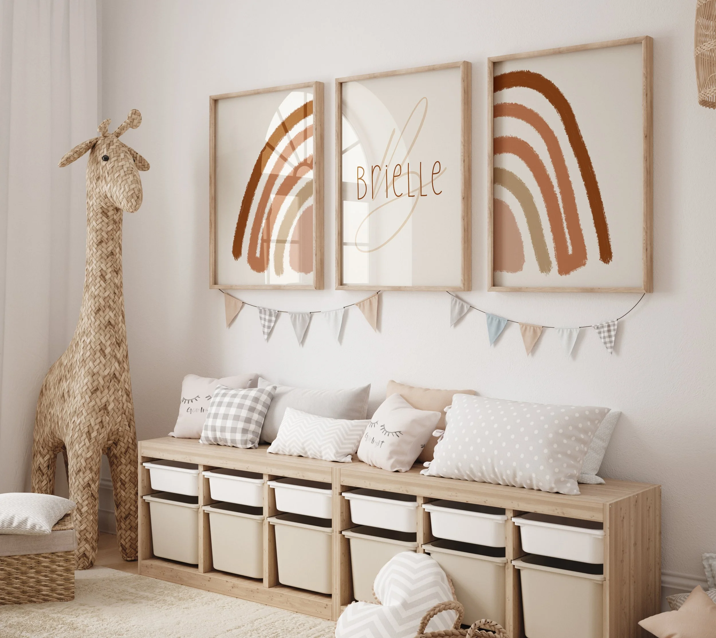 Modern Boho Rainbow 3-Piece Art Print — Alphadorable | Custom nursery ...
